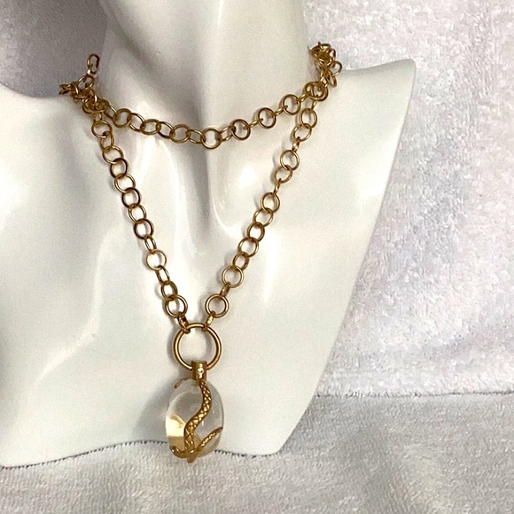 Jewelry | Bohemian Necklace With A Crystal Sphere And Snake Wrap Design ...